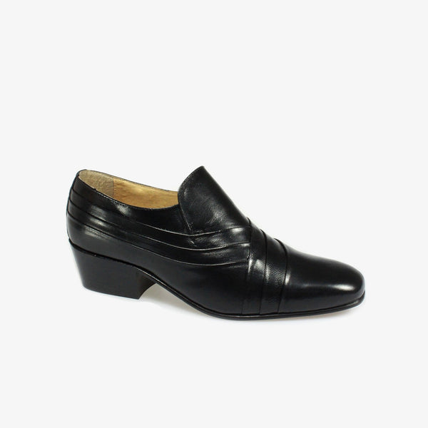 Montecatini CARLOS Mens Soft Leather Pleated Cuban Heel Shoes Black ...