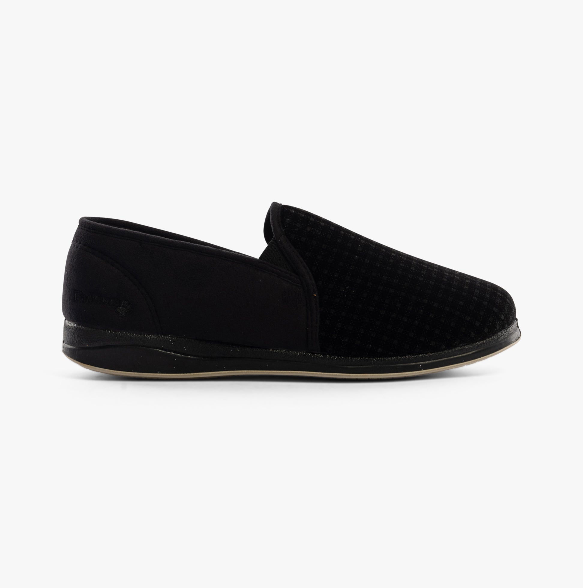 Padders ALBERT Mens (G Fit) Full Slippers Black Check | Shuperb